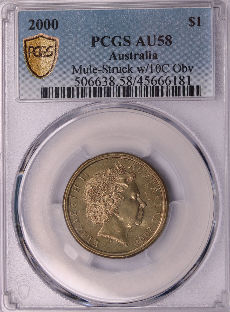2000 $1 Mule Error with 10 Cent Obverse AU58 – Thompsons Coins
