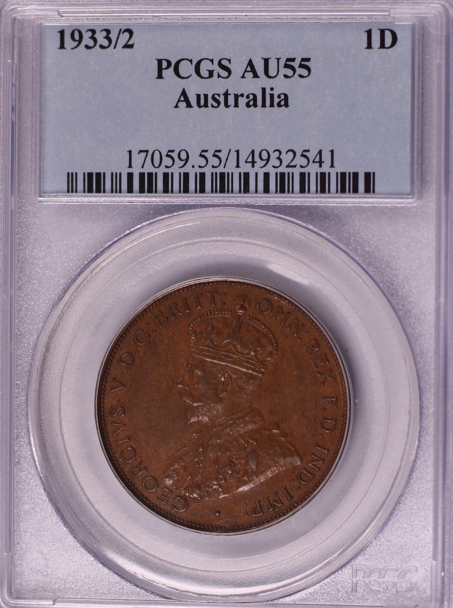 1933/32 Overdate Penny AU55 – Thompsons Coins