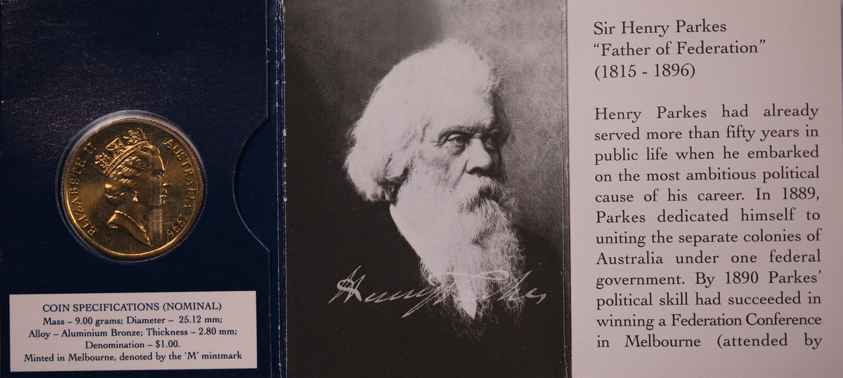 1996 $1 Sir Henry Parkes "Father of Federation" UNC - 'M' Mintmark ...