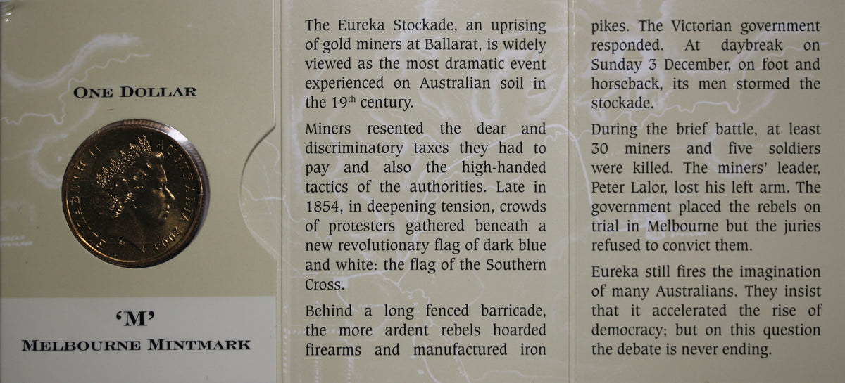 2004 $1 Eureka Stockade 1854 UNC - 'M' Mintmark – Thompsons Coins