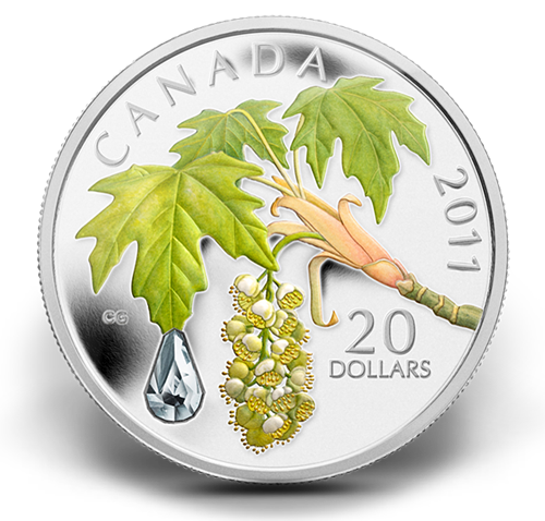 Canada 1oz Fine Silver Coin - Maple Leaf Crystal Raindrop – Thompsons Coins