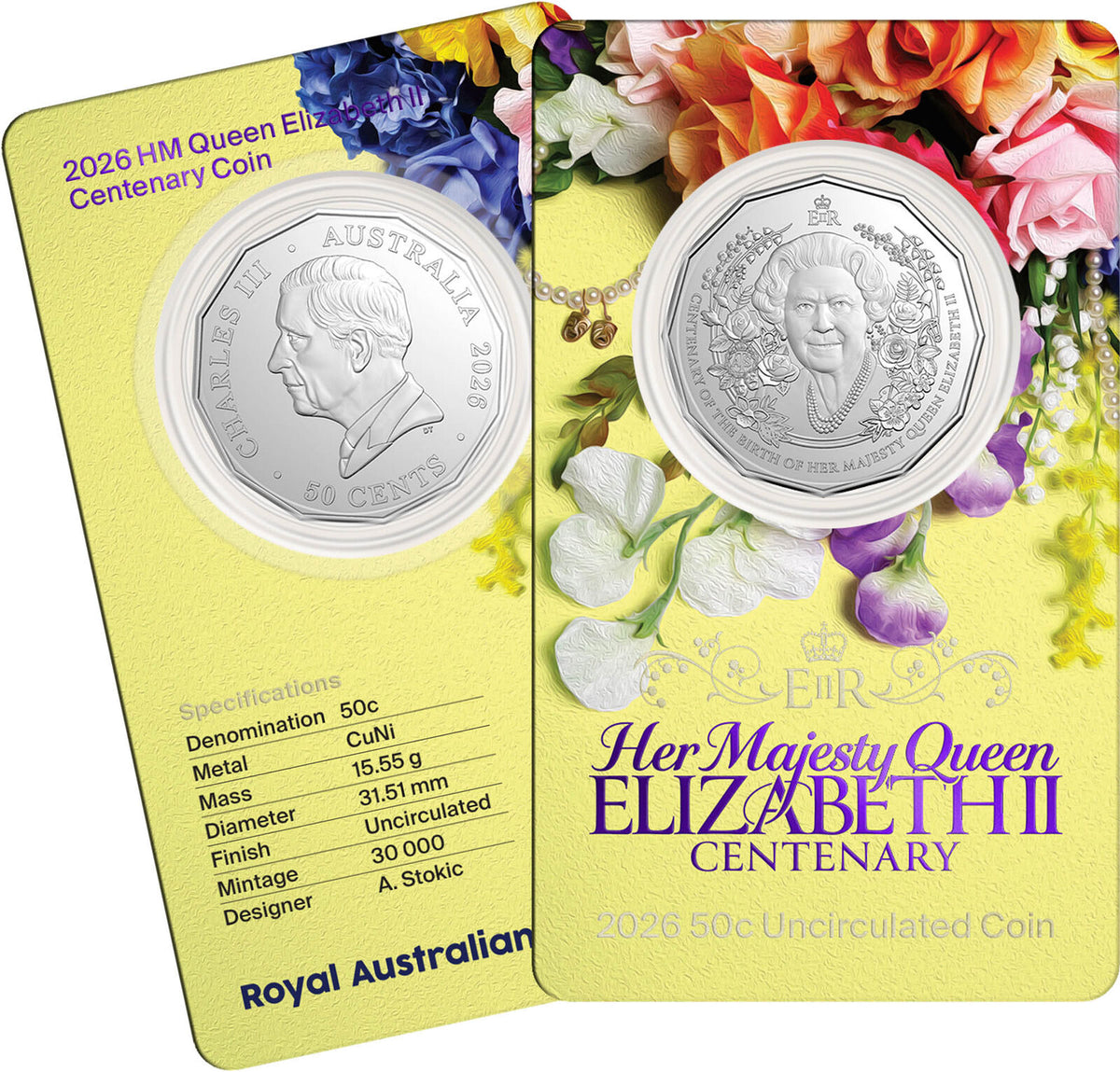 2026 50c Uncirculated Coin – HM Queen Elizabeth II Centenary of Birth ...