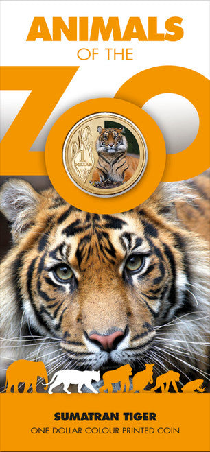 2012 $1 Animals of The Zoo Sumatran Tiger Coloured Uncirculated Coin ...