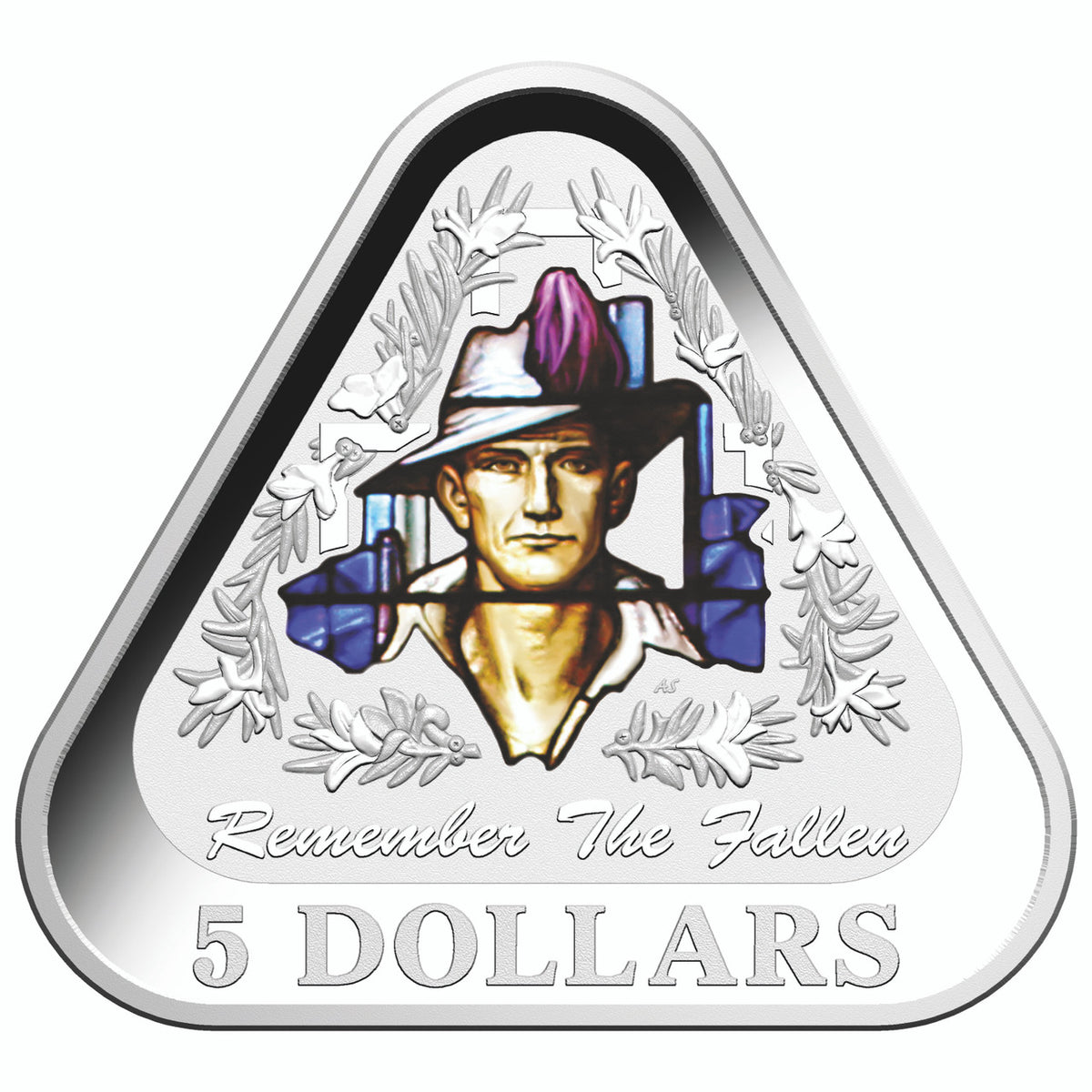 2016 $5 Remember The Fallen Silver Coloured Triangle Proof Coin ...