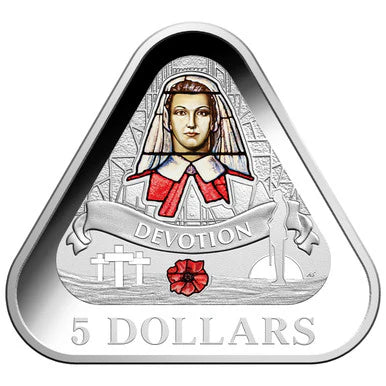 2017 $5 Front Line Angels 1oz Silver Coloured Proof Triangular Coin ...
