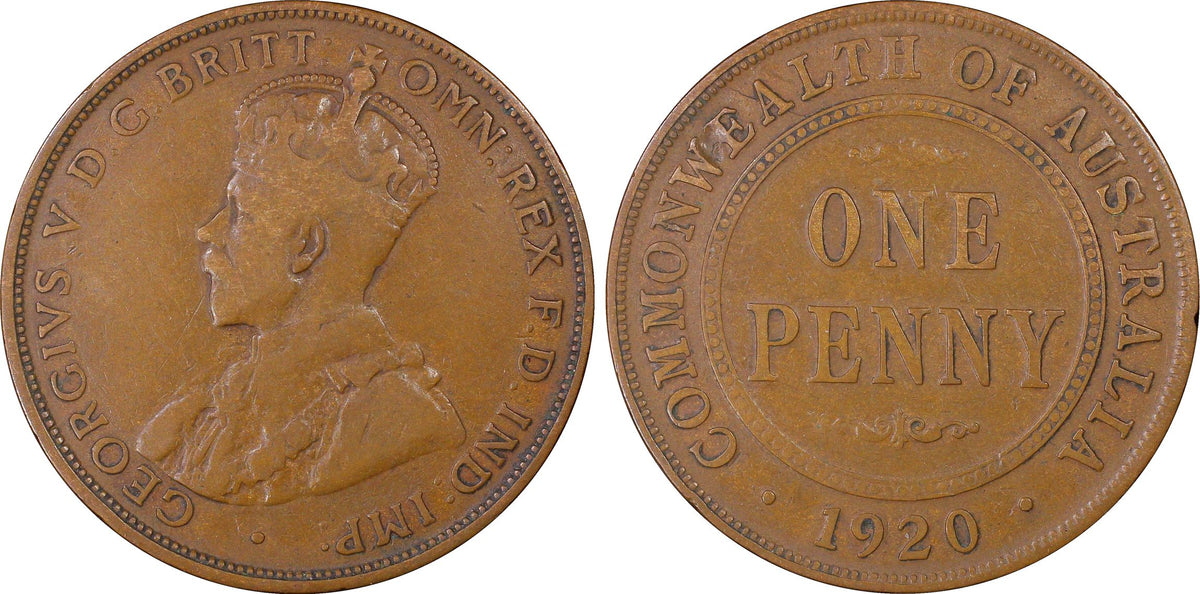 1920 Dot Below Scroll Australian Penny PCGS F12 – Thompsons Coins