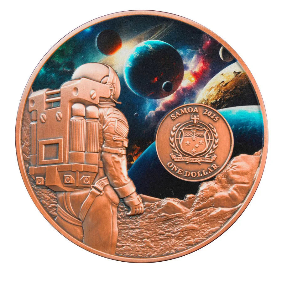 Cosmic Encounters 2025 $1 Rotating Silver & Copper Bimetal Antique Coi ...