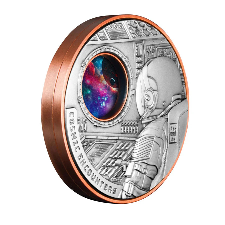 Cosmic Encounters 2025 $1 Rotating Silver & Copper Bimetal Antique Coi ...
