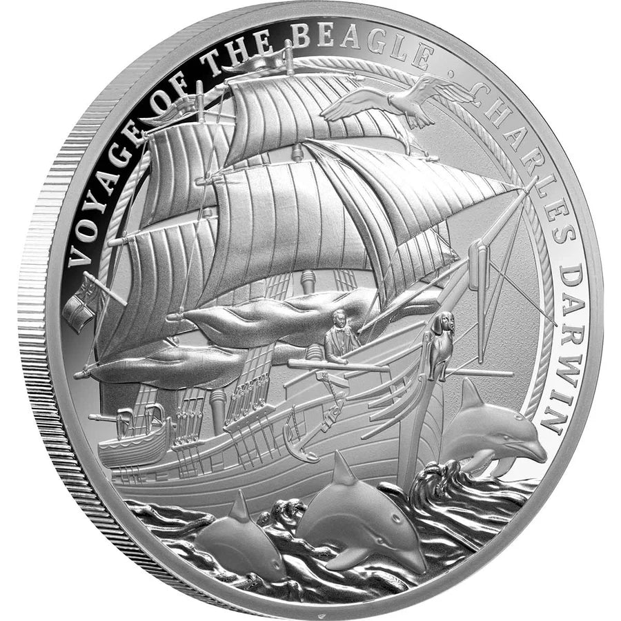 Charles Darwin & the Voyage of HMS Beagle 2025 $1 1oz Silver Proof Coi ...