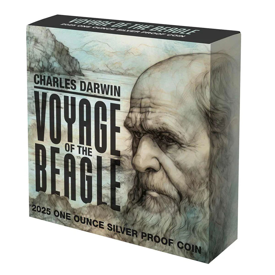 Charles Darwin & the Voyage of HMS Beagle 2025 $1 1oz Silver Proof Coi ...