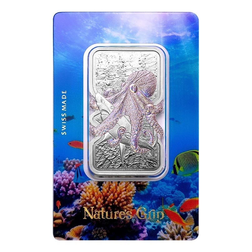 2025 PAMP $2 Nature’s Grip Giant Octopus 1oz Silver Bar In Assay Card ...