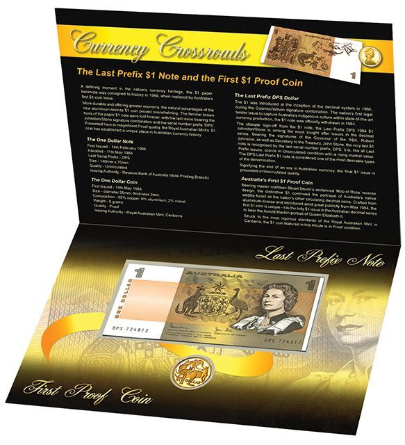 $1 Last Prefix Note First Proof Coin Premium Changeover Pack ...