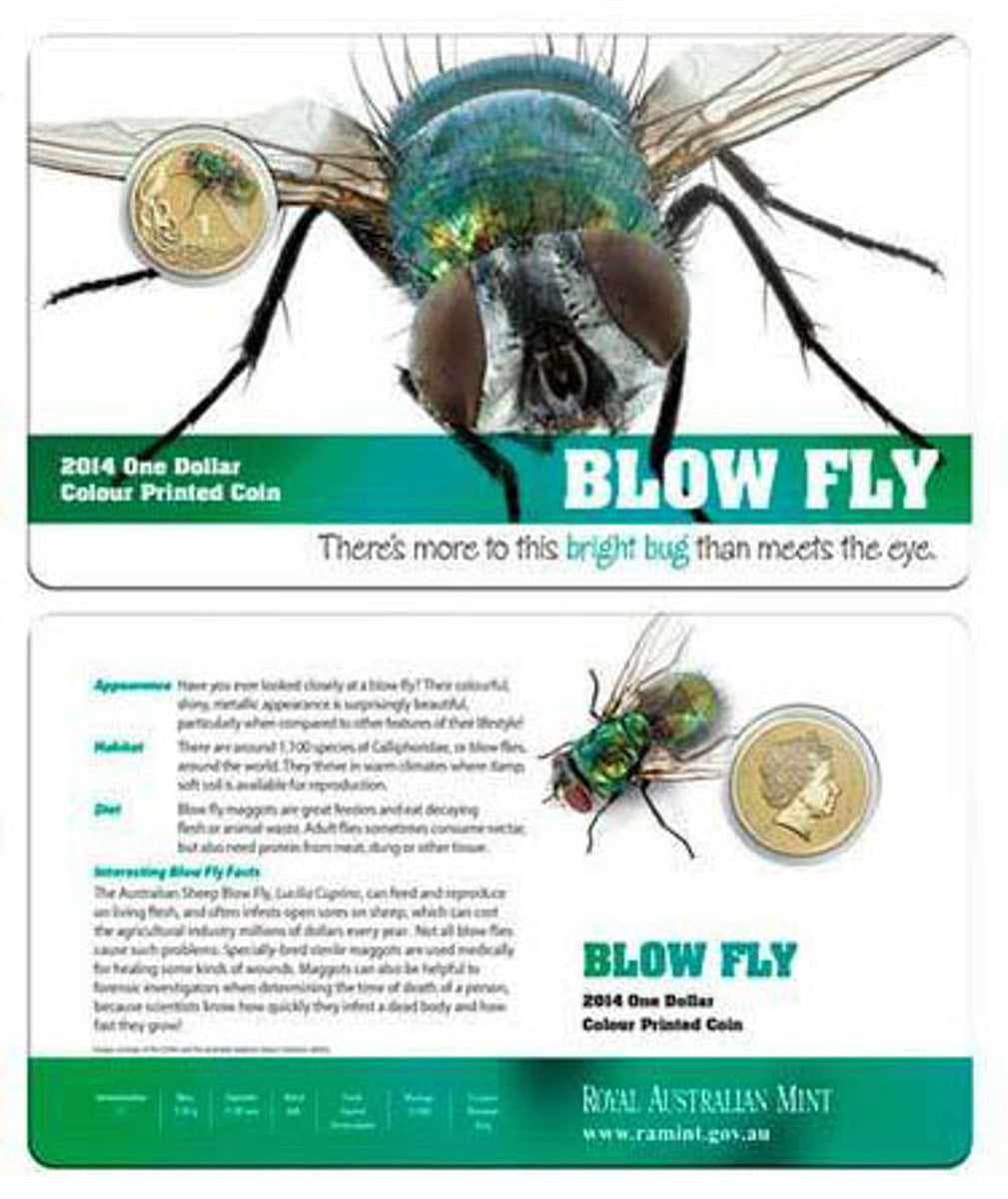 2014 $1 Bright Bug Blow Fly Uncirculated Coin – Thompsons Coins
