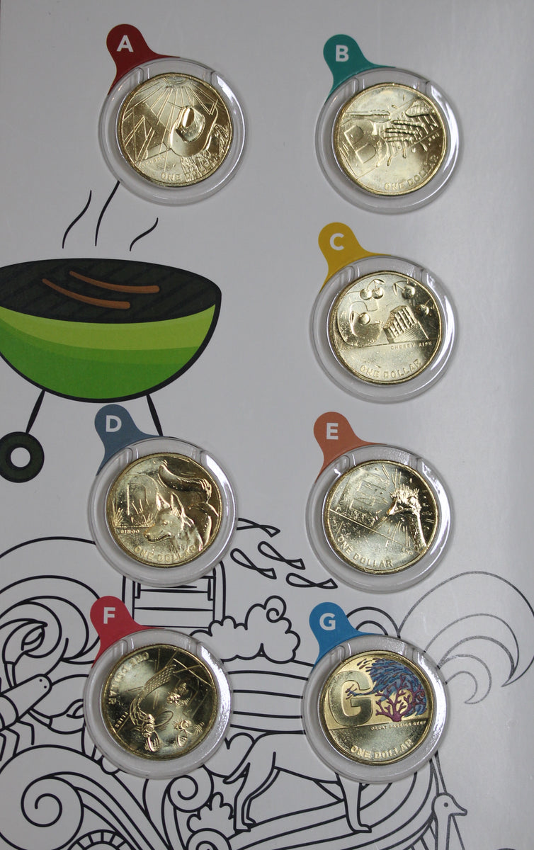 2021 Great Aussie Coin Hunt 2 - Full Set Of 26 UNC $1 Coins with Colou ...