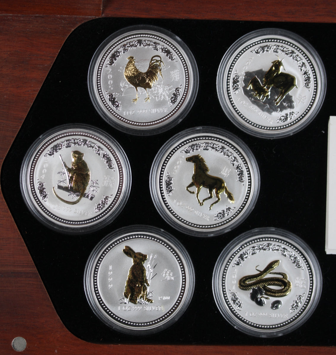 1999-2010 1oz Gilded Silver Lunar Series I - 12 Year Coin Collection i ...