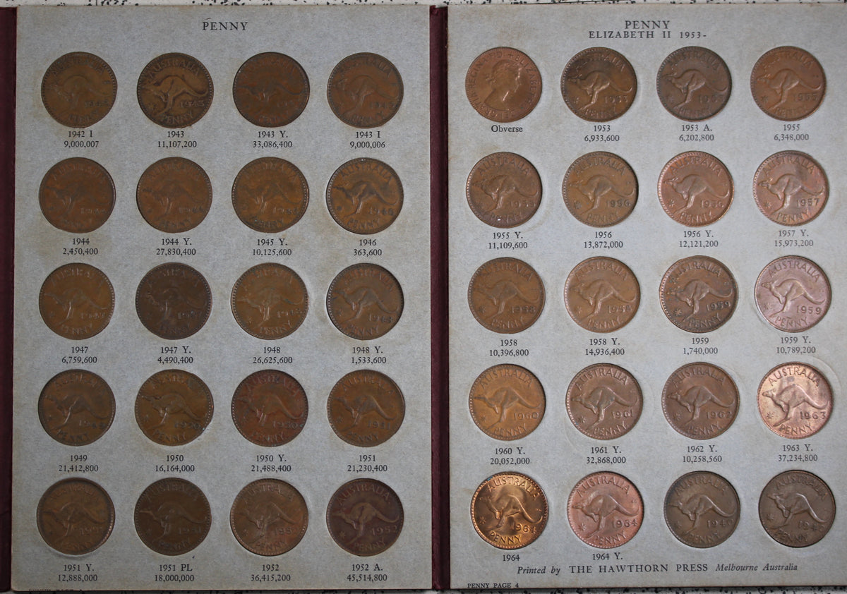 Complete Penny Collection in Album (Missing 1930) – Thompsons Coins