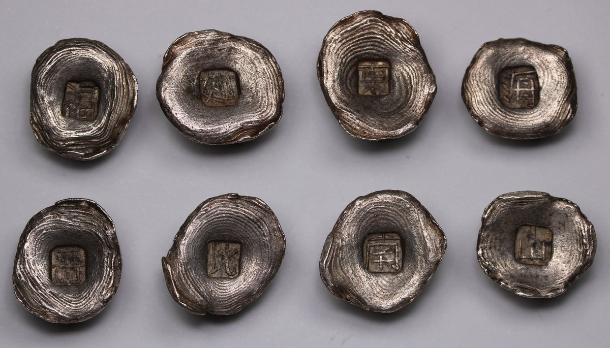 Late 19th Century China Yunnan Style Sycee Set of 8 Silver Ingots ...
