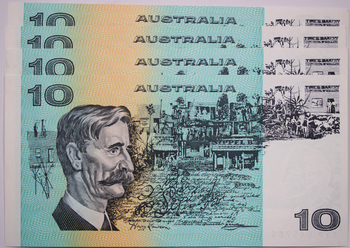 1983 $10 Johnston/Stone Banknotes Consecutive run of 4 aUNC – Thompsons ...