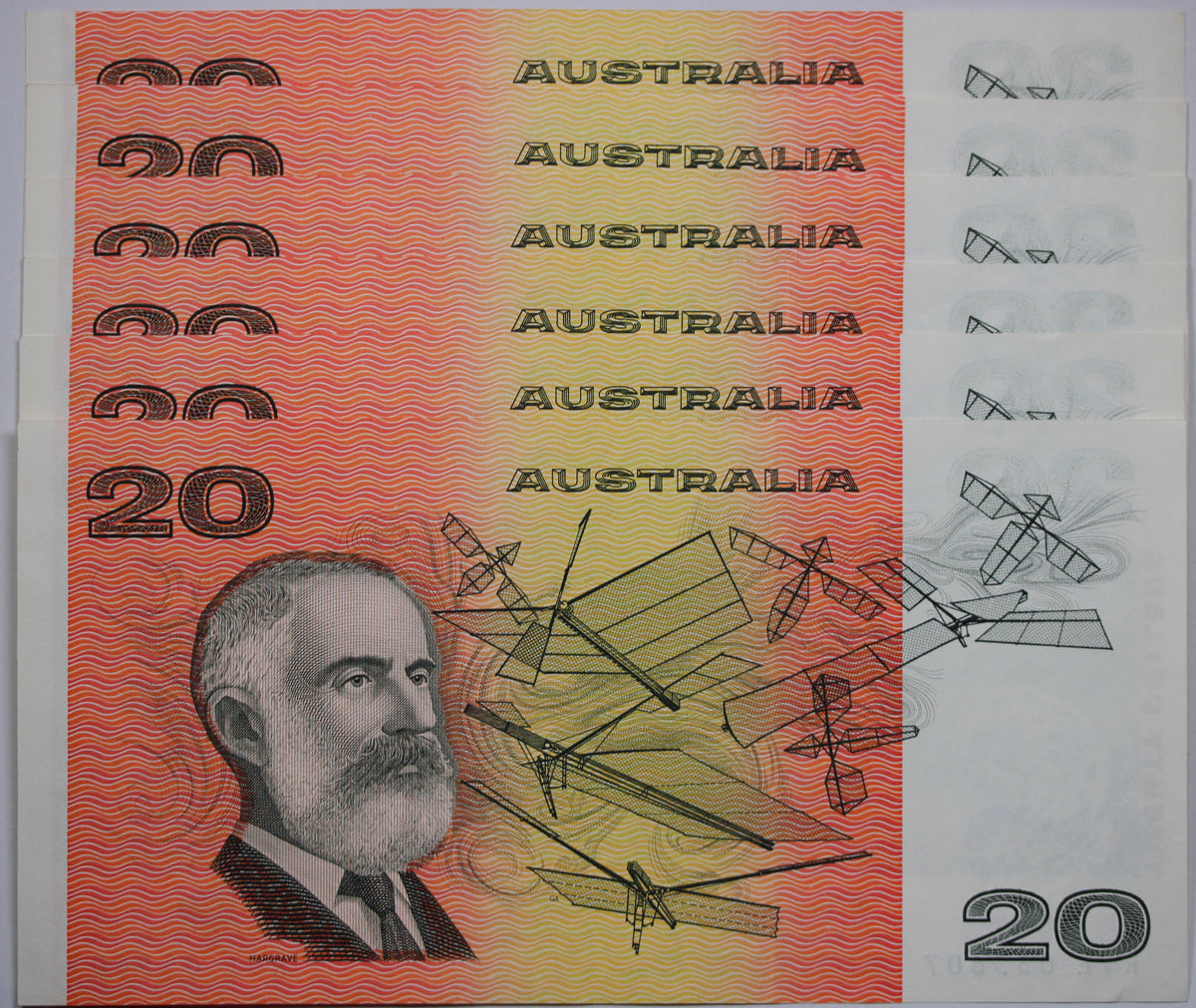 1991 $20 Fraser/Cole Banknotes Consecutive run of 6 aUNC – Thompsons Coins