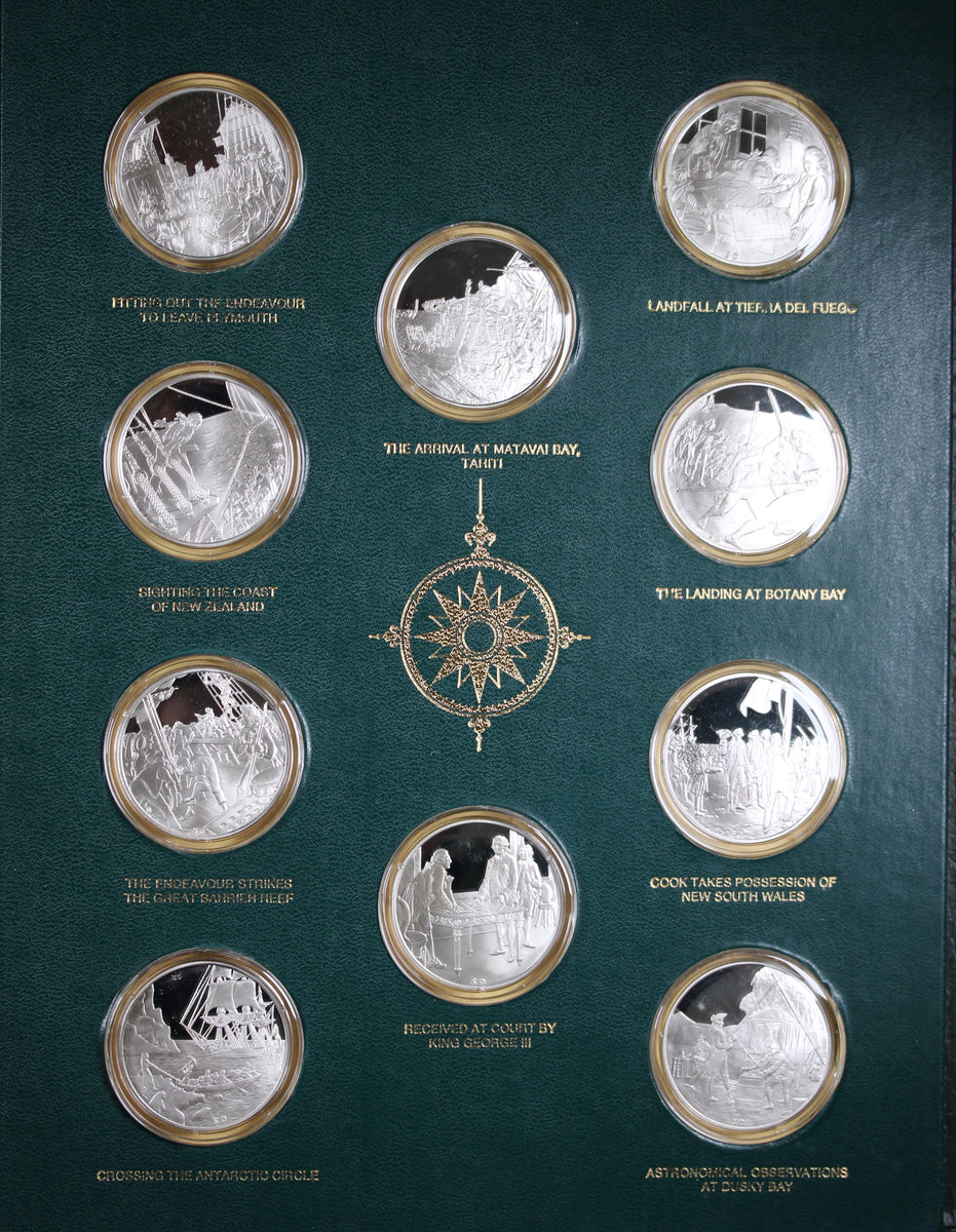 1977 Set of 20 Silver Medallions Voyages of Captain James Cook ...