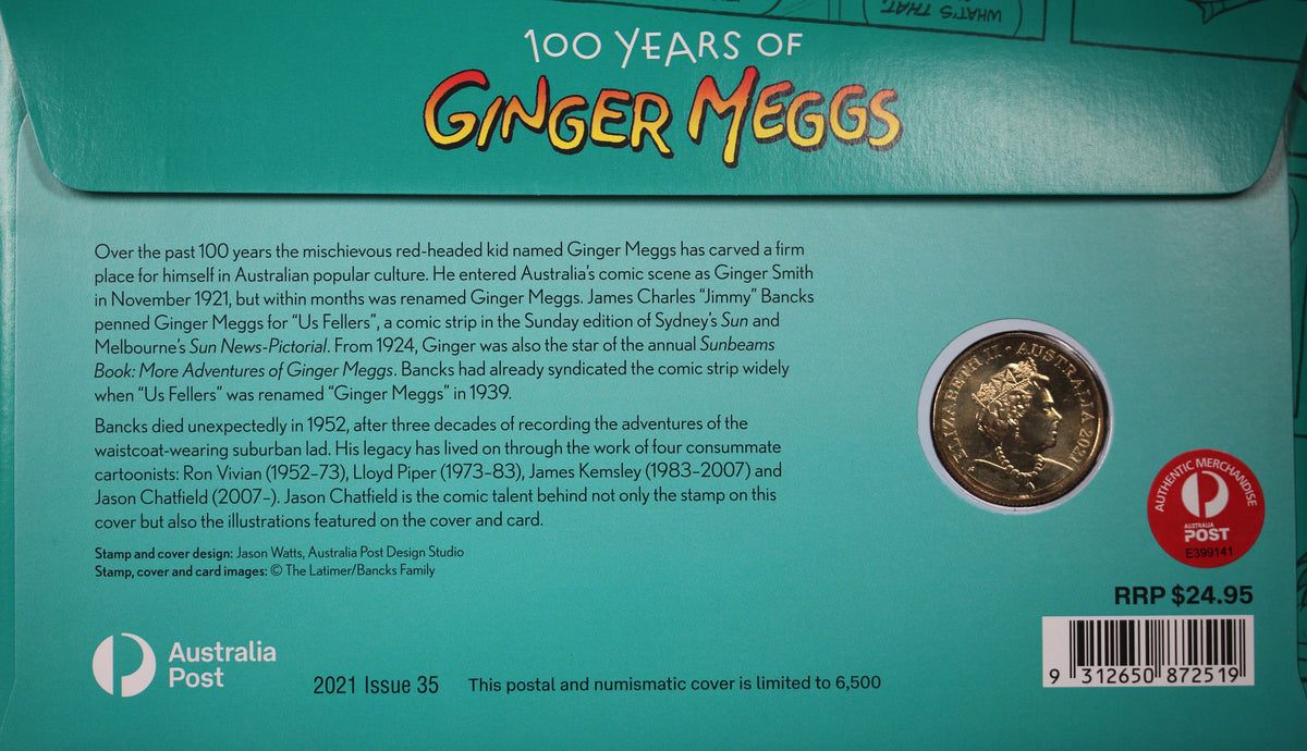 2021 100 Years of Ginger Meggs $1 PNC – Thompsons Coins