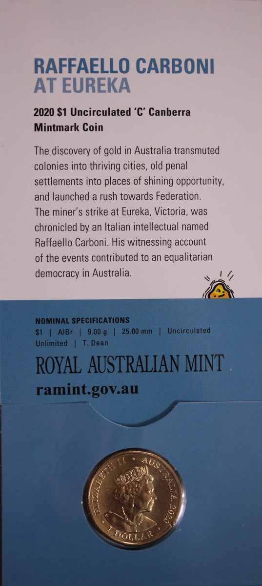 2020 $1 Eureka! Australia's Gold Rush Raffaello Carboni - 'C' Mintmark ...