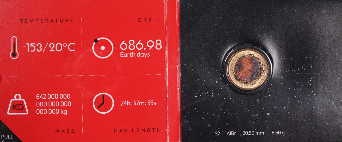 2017 Planetary $2 Mars Individual Coin in Card – Thompsons Coins