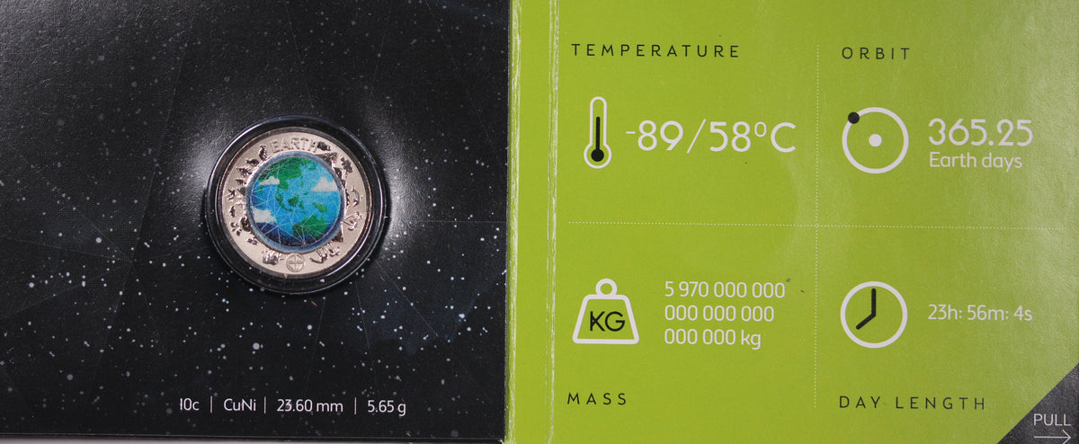 2017 Planetary 10 Cent Earth Individual Coin in Card – Thompsons Coins