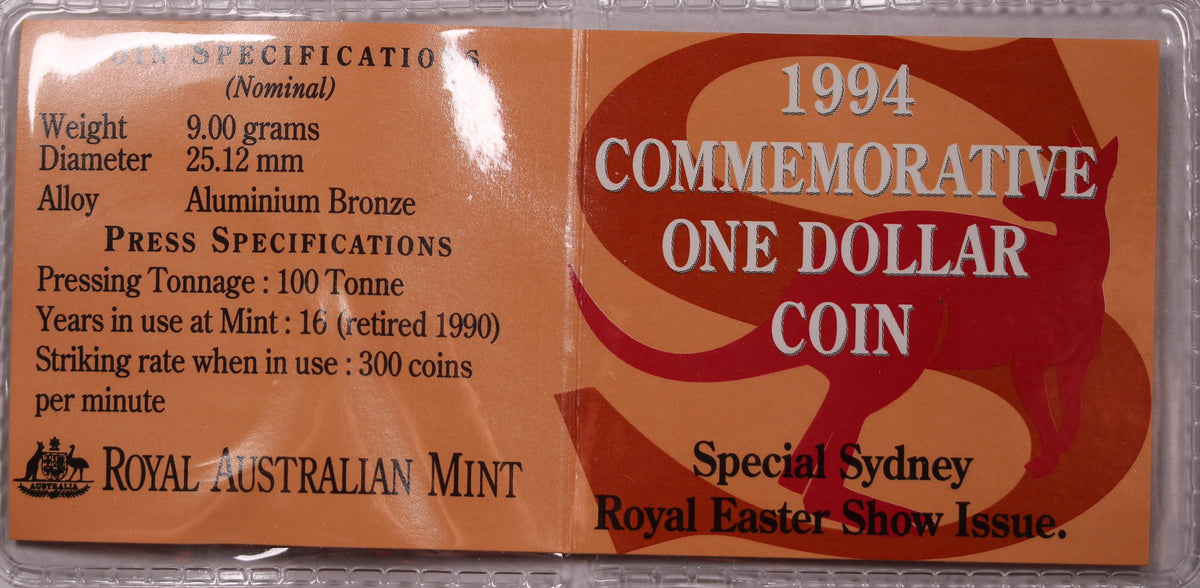 1994 $1 Commemorative Coin UNC - Special Sydney Royal Easter Show Issu ...