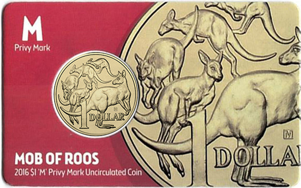 2016 $1 ANDA Melbourne Mob of Roos 'M' Privy Mark Uncirculated Coin ...