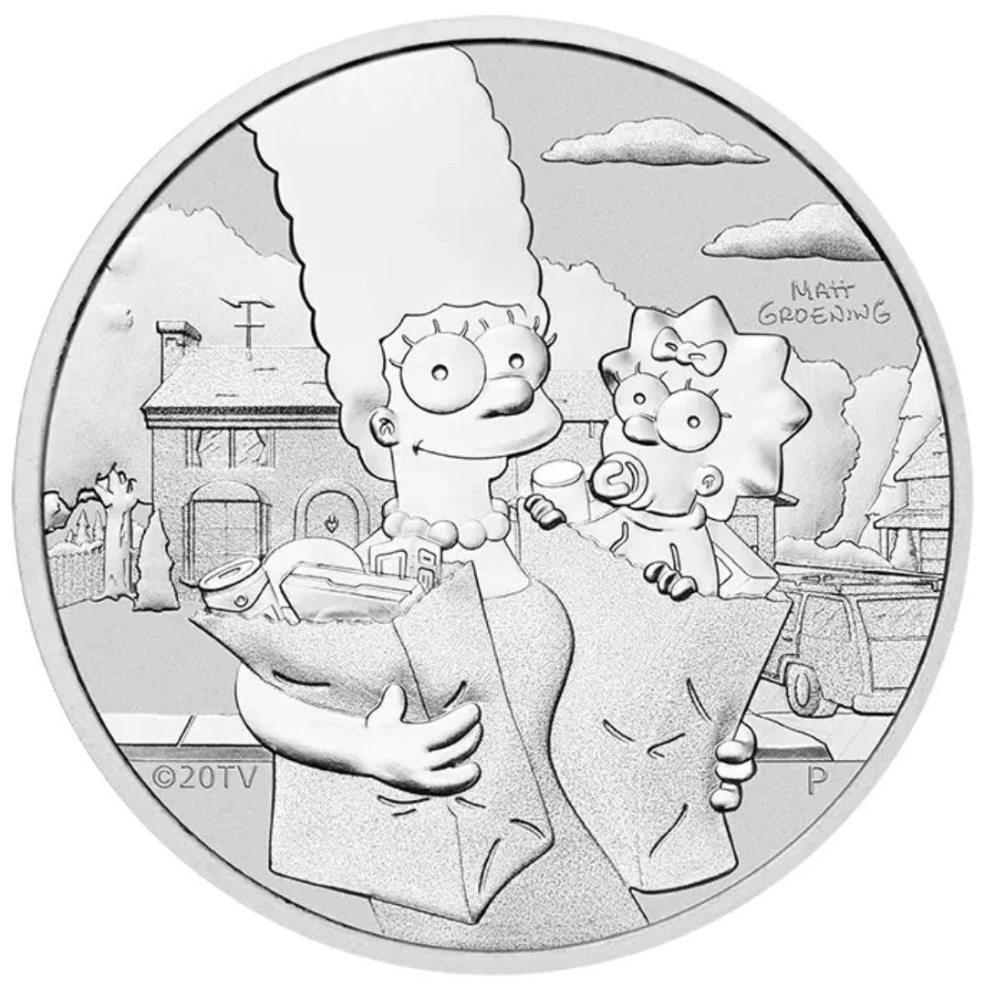 2021 $1 The Simpsons Marge & Maggie Simpson 1oz Silver Coin in Card ...