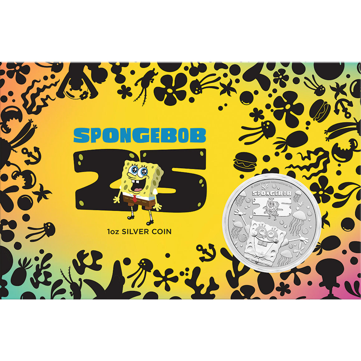 SpongeBob SquarePants 25th Anniversary 2024 1oz Silver Coin in Card ...
