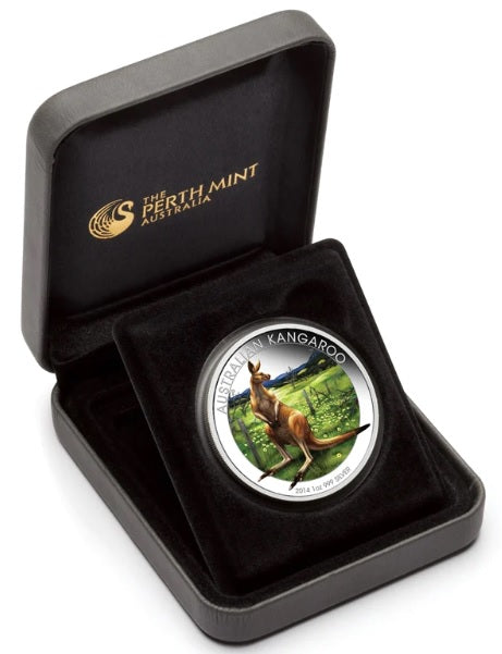 2014 World Money Fair Coloured Kangaroo 1oz Silver Proof Coin ...