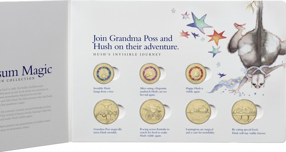 2017 Possum Magic Coloured $2 and $1 Set in Folder – Thompsons Coins