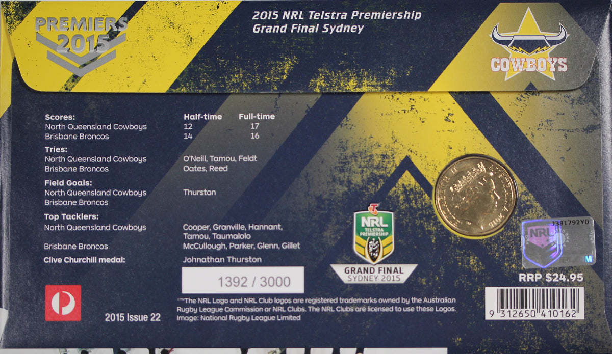2015 Cowboys NRL Premiers $1 PNC – Thompsons Coins