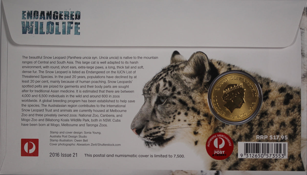 2016 Endangered Wildlife Snow Leopard $1 PNC – Thompsons Coins