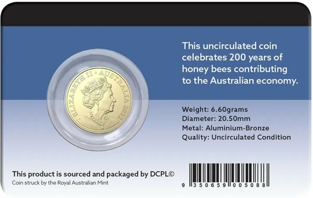 2022 $2 Honey Bee Coloured Uncirculated Coin in Card – Thompsons Coins