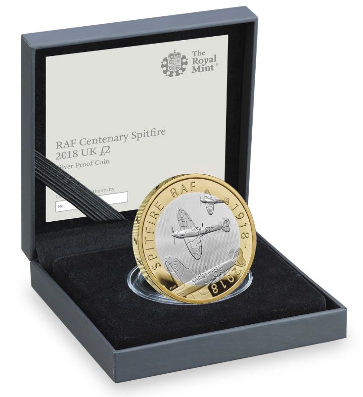 GB 2018 RAF Spitfire 2 Pound Silver Proof Coin – Thompsons Coins